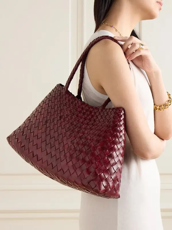 Dragon Diffusion Santa Croce Woven Leather Tote Bag - Burgundy