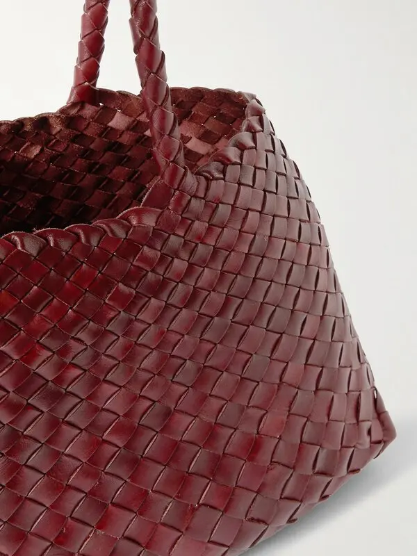 Dragon Diffusion Santa Croce Woven Leather Tote Bag - Burgundy