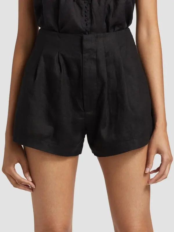 DÔEN Larue Pleated Linen Shorts