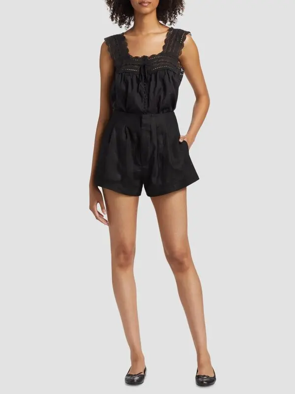 DÔEN Larue Pleated Linen Shorts