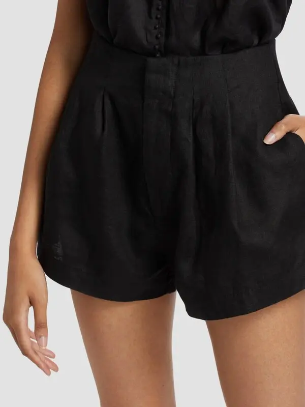 DÔEN Larue Pleated Linen Shorts