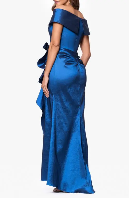XSCAPE EVENINGS Off-the-shoulder Taffeta Gown - Sapphire