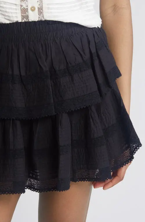 LoveShackFancy Tiered Ruffle Miniskirt - Black