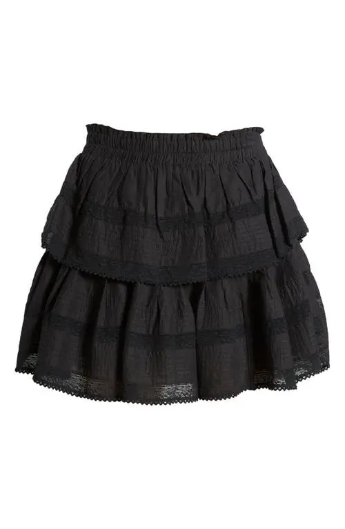 LoveShackFancy Tiered Ruffle Miniskirt - Black