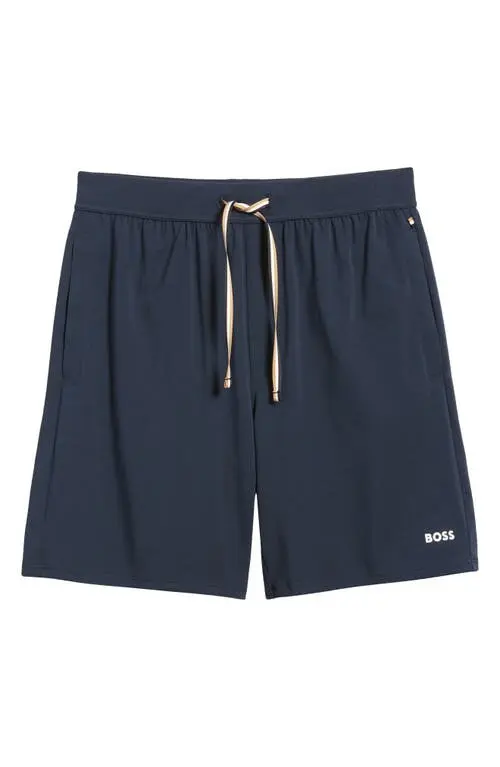 BOSS Unique Drawstring Jersey Lounge Shorts - Dark Blue