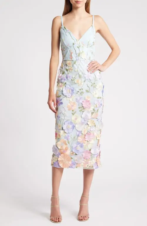 Bebe Floral Embroidery Midi Dress
