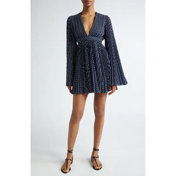 Michael Kors Pleated Long Sleeve Minidress