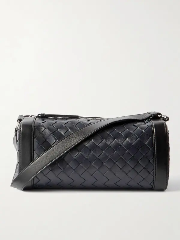 Bottega Veneta Intrecciato Leather Messenger Bag - Black