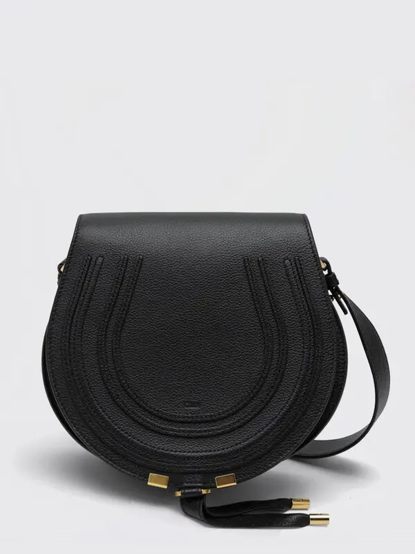 Chloé Marcie Grained Leather Shoulder Bag - Black