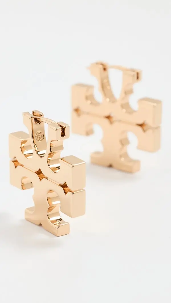 Tory Burch Logo Hoop Earrings - Tory Gold