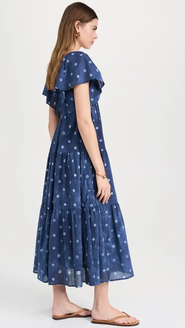 madewell shibori tie back tiered cotton midi dress Madewell | Dresses | Madewell Navy Blue Shibori Tie Back Tiered Cotton Midi  Dress Sz 4