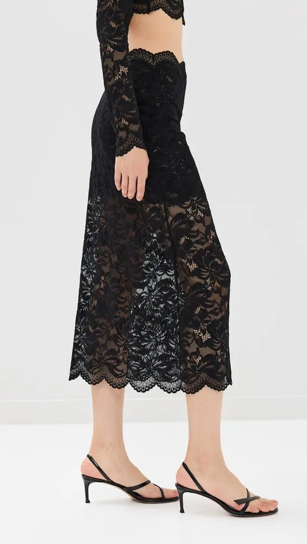 Rabanne Midi Skirt In Lace - Black