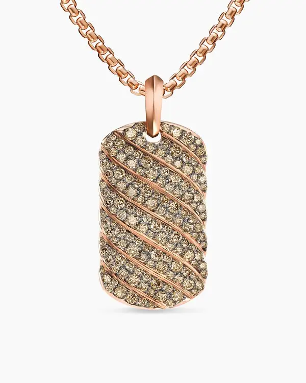 David Yurman Sculpted Cable Tag - Cognac Diamond