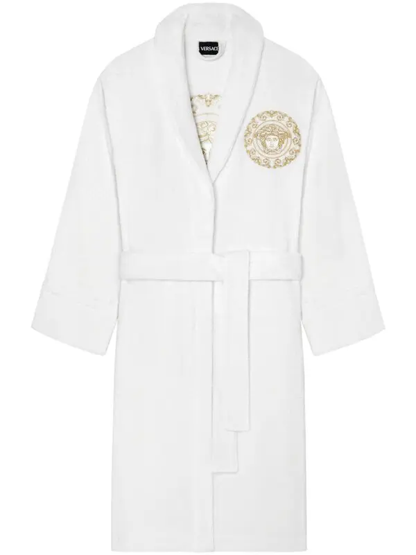 Versace Medusa Gala Cotton Bathrobe - White