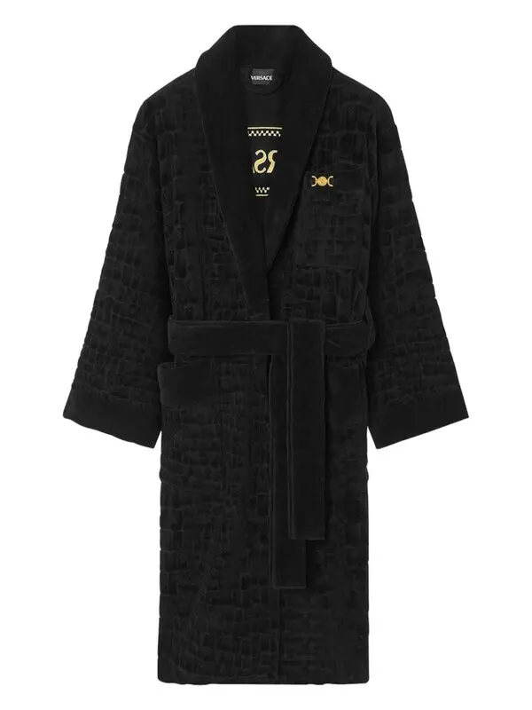 Versace Icon Medusa-plaque Bathrobe - Black