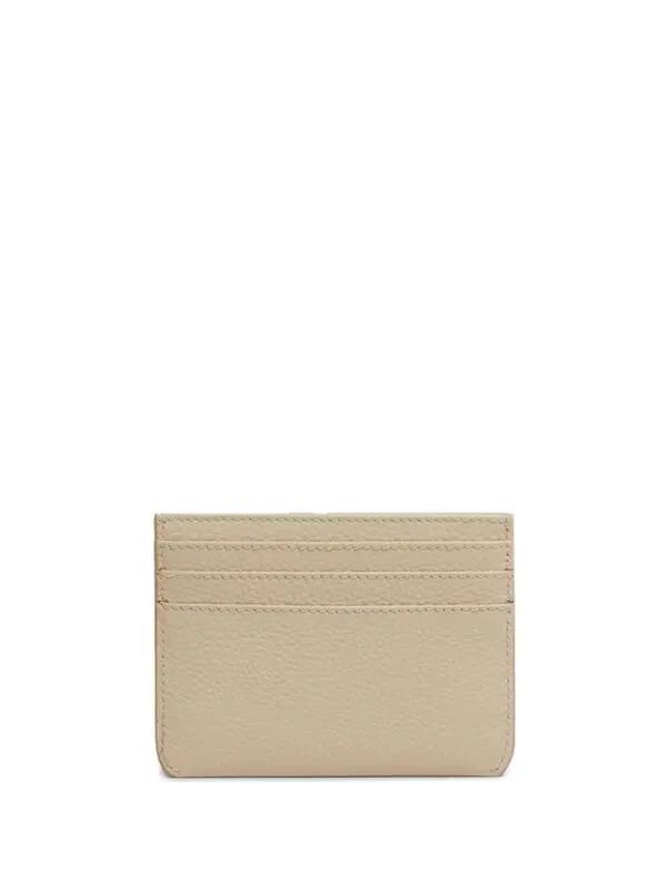 Marni Embroidered Logo Leather Card Holder - Neutrals