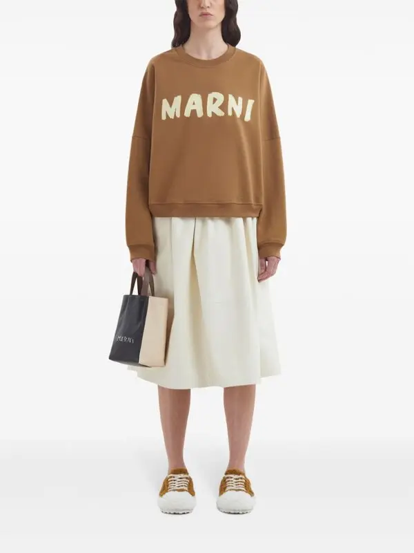 Marni Leather Museo Mini Bag With Embroidered Logo - Black