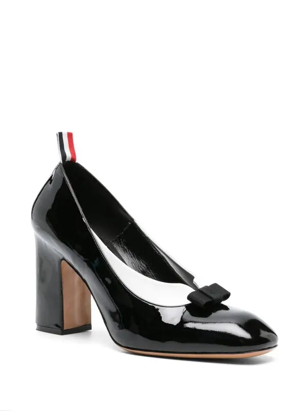 Thom Browne Patent Leather Court Shoes With Bow Detail