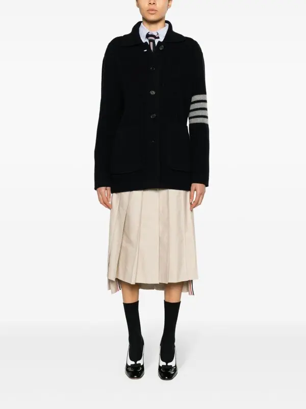 Thom Browne Spread-collar Cable-knit Cardigan - Blue