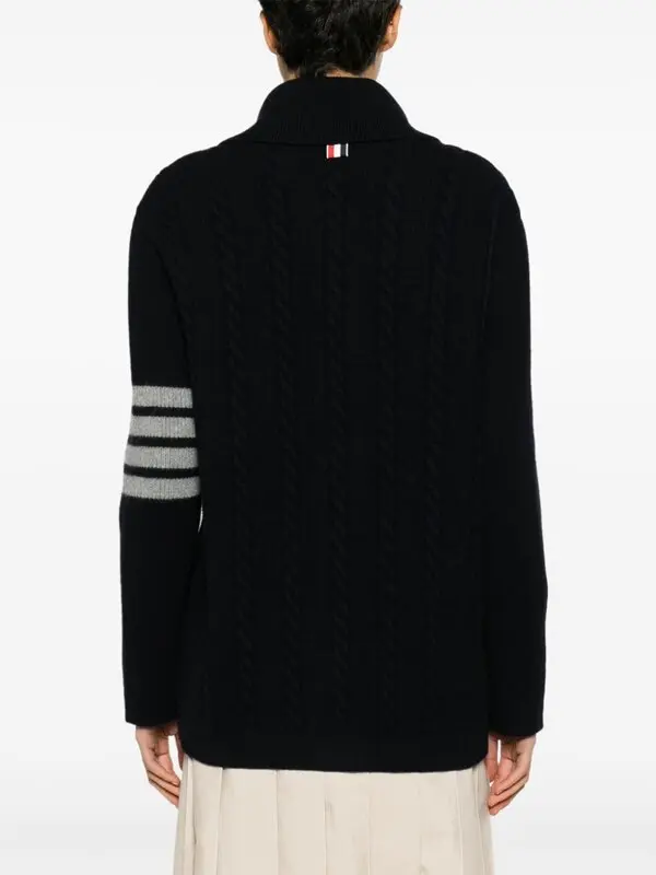 Thom Browne Spread-collar Cable-knit Cardigan - Blue