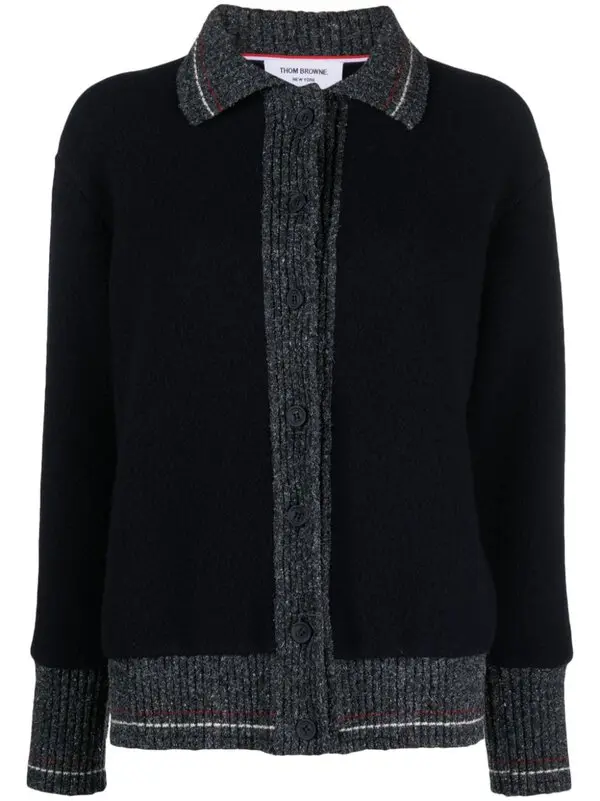Thom Browne Speckled-trim Wool Cardigan