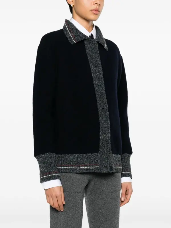 Thom Browne Speckled-trim Wool Cardigan