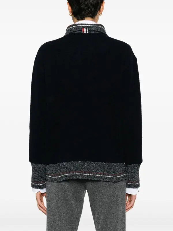 Thom Browne Speckled-trim Wool Cardigan