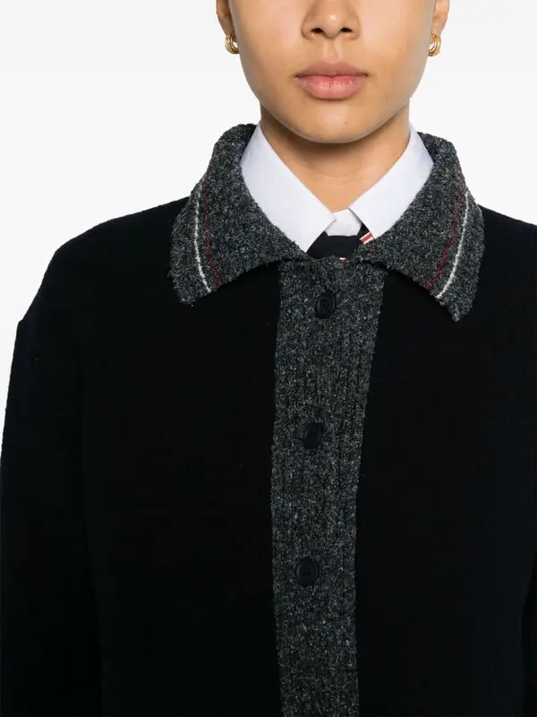 Thom Browne Speckled-trim Wool Cardigan
