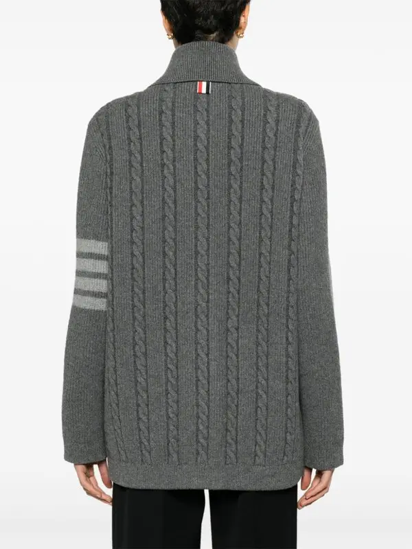 Thom Browne Cable-knit Wool-blend Bomber Jacket - Grey