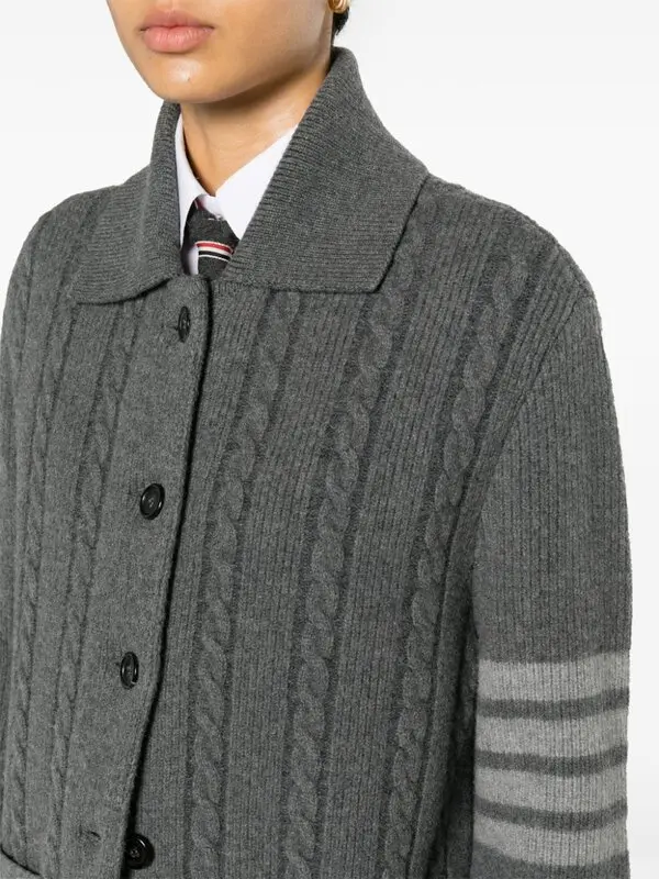 Thom Browne Cable-knit Wool-blend Bomber Jacket - Grey