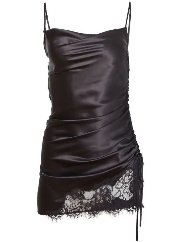 FLEUR DU MAL Ruched Silk Dress - Black