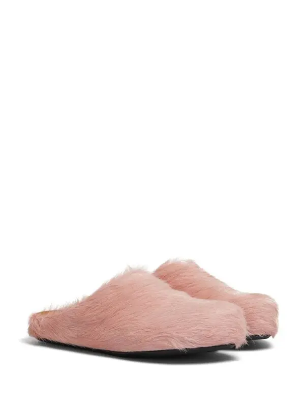 Marni Long Hair Calfskin Fussbett Sabots - Pink