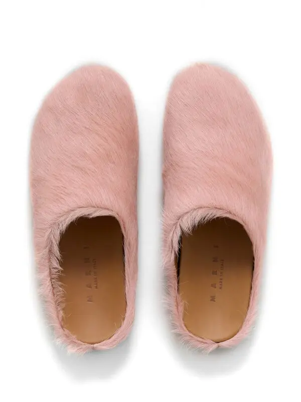Marni Long Hair Calfskin Fussbett Sabots - Pink