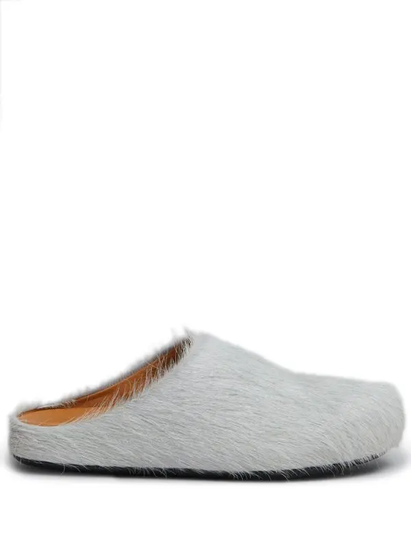 Marni Hair Calfskin Mules - Grey