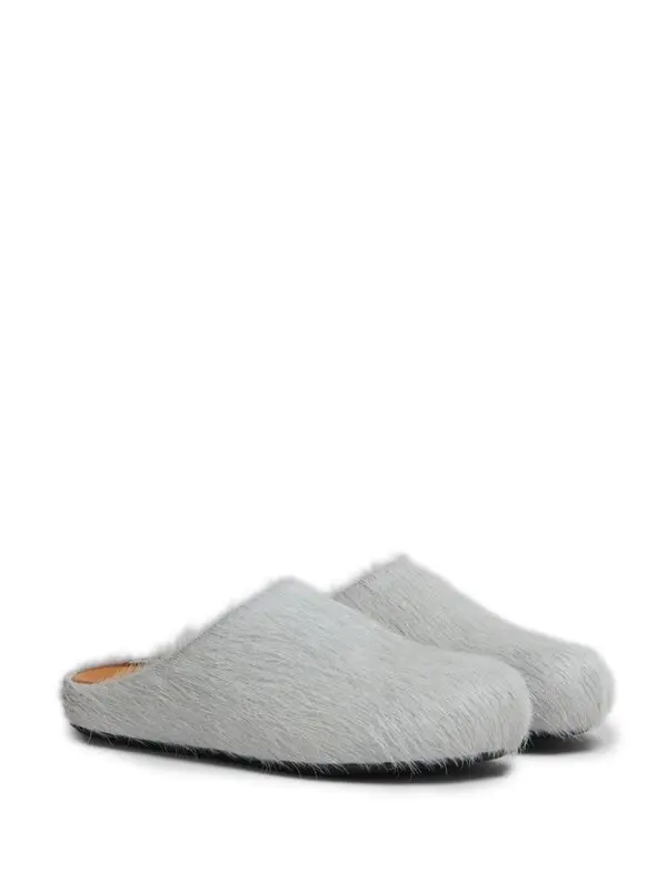 Marni Long Hair Calfskin Fussbett Sabots - Grey