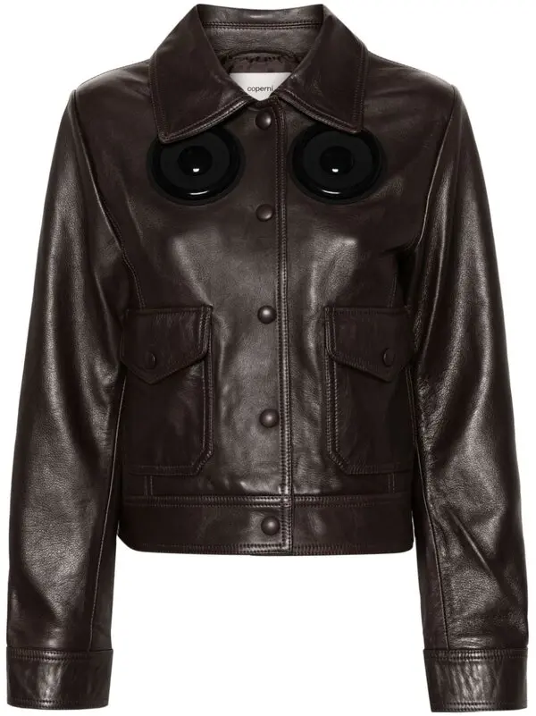 Coperni Appliqué Leather Jacket - Brown