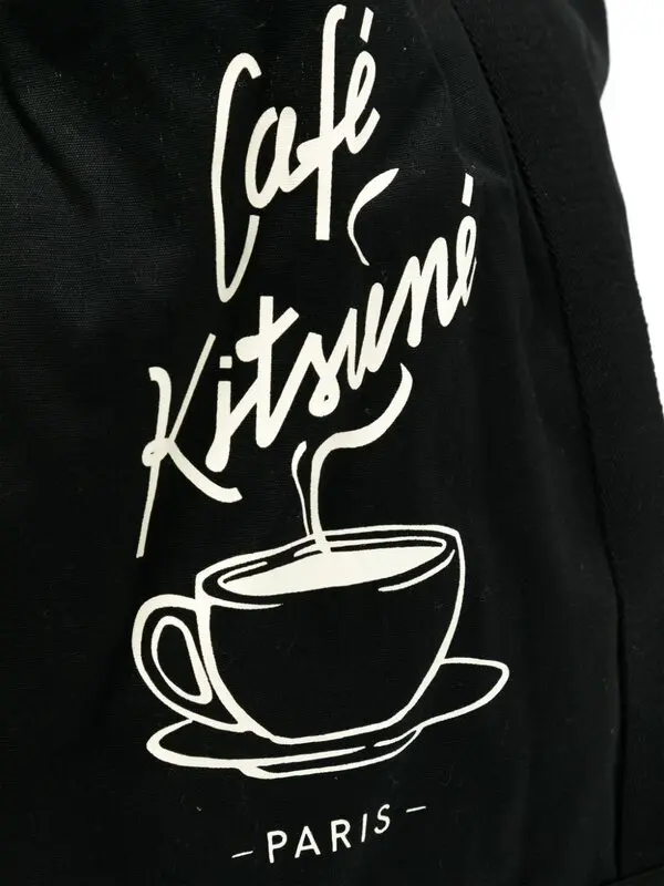 CAFÉ KITSUNÉ Graphic-print Canvas Tote Bag