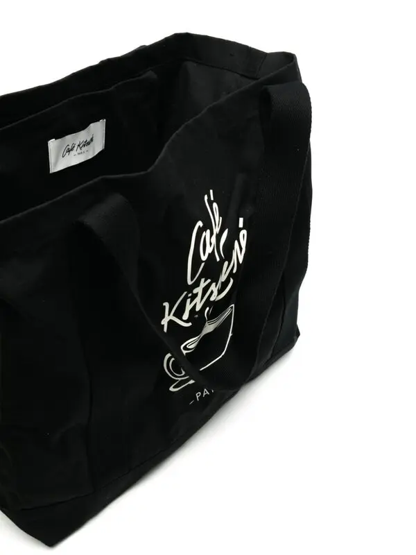 CAFÉ KITSUNÉ Graphic-print Canvas Tote Bag