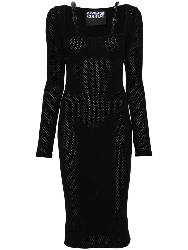 Versace Baroque-buckles Knitted Midi Dress