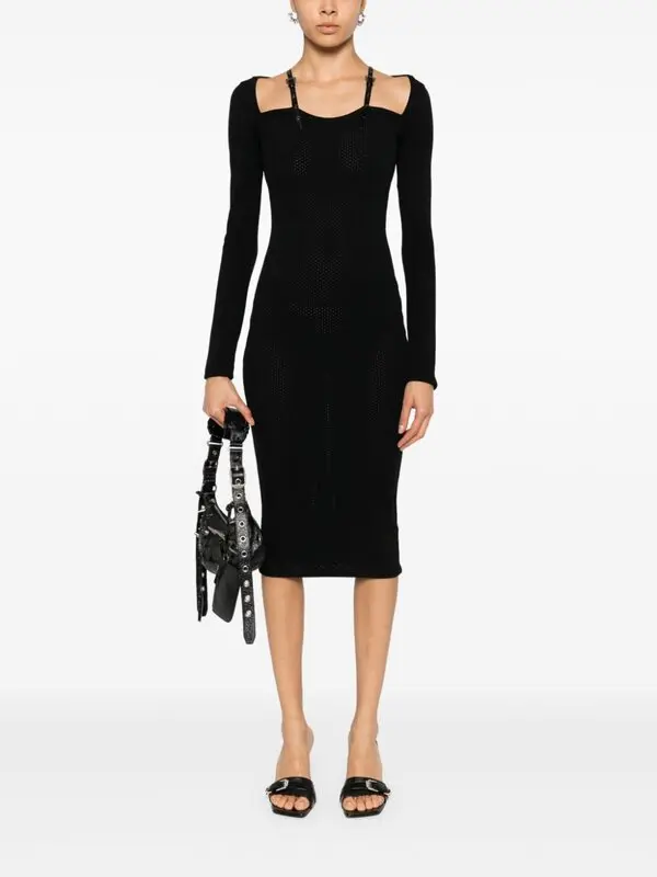 Versace Baroque-buckles Knitted Midi Dress