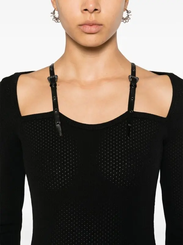 Versace Baroque-buckles Knitted Midi Dress