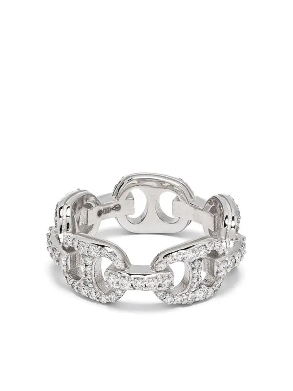 ROSES METALS 14kt White Gold Chain-effect Diamond Ring - Silver