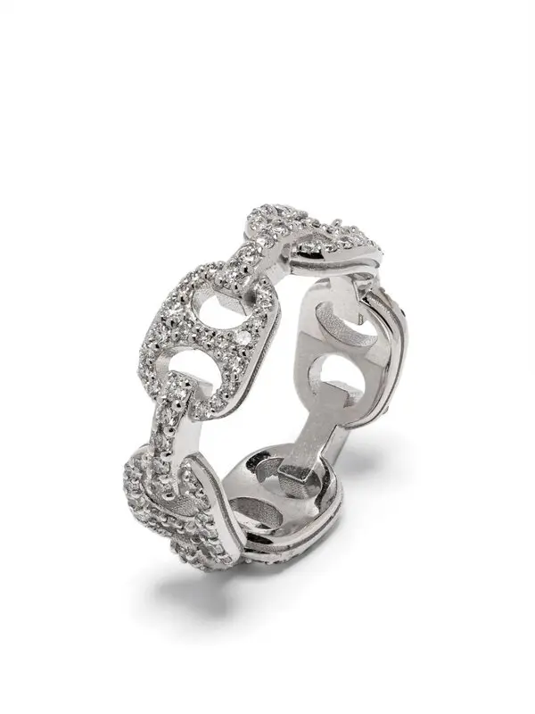 ROSES METALS 14kt White Gold Chain-effect Diamond Ring