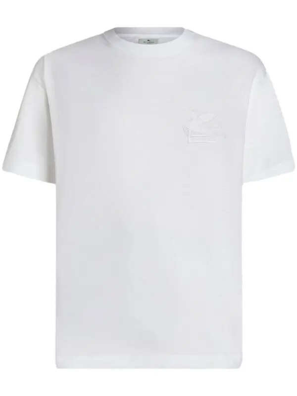 Etro Logo-embroidered Cotton T-shirt - White