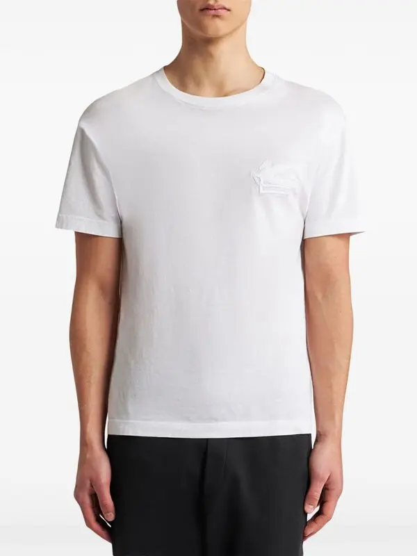 Etro Logo-embroidered Cotton T-shirt - White