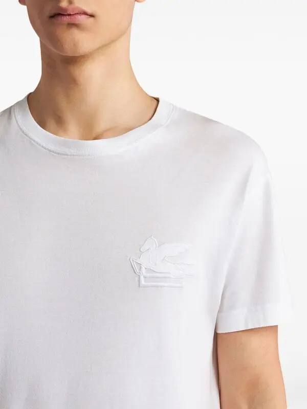 Etro Logo-embroidered Cotton T-shirt - White