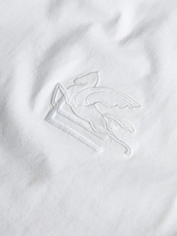 Etro Logo-embroidered Cotton T-shirt - White
