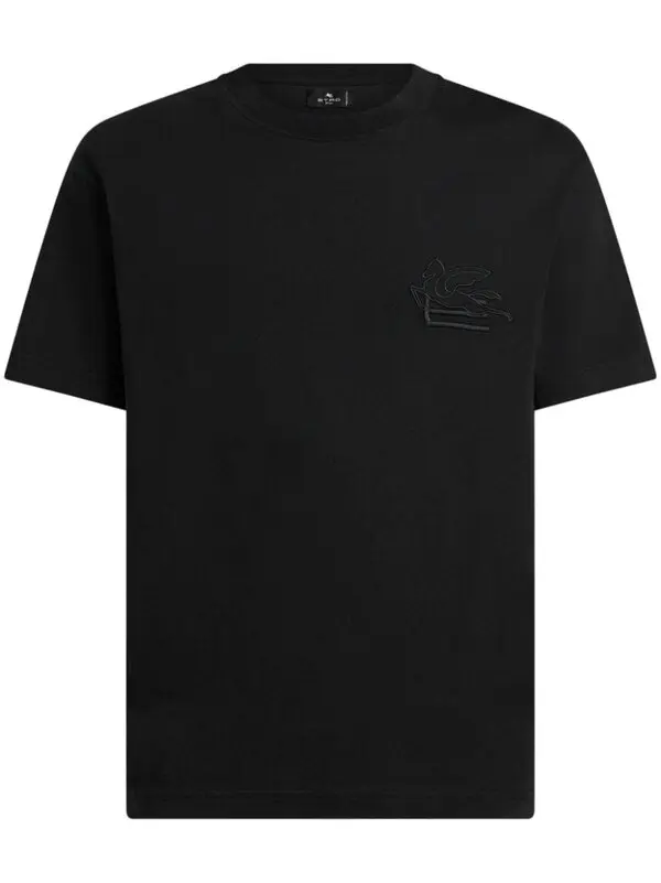 Etro Logo-embroidered Cotton T-shirt - Black