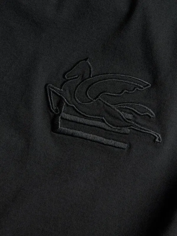 Etro Logo-embroidered Cotton T-shirt - Black