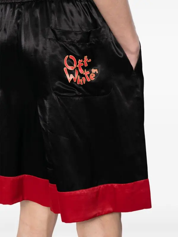 Off-White Logo Print Wide Leg Shorts